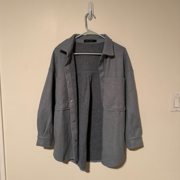 Merokeety | Jackets & Coats | Merokeety Pale Blue Shacket Shirtjacket ...